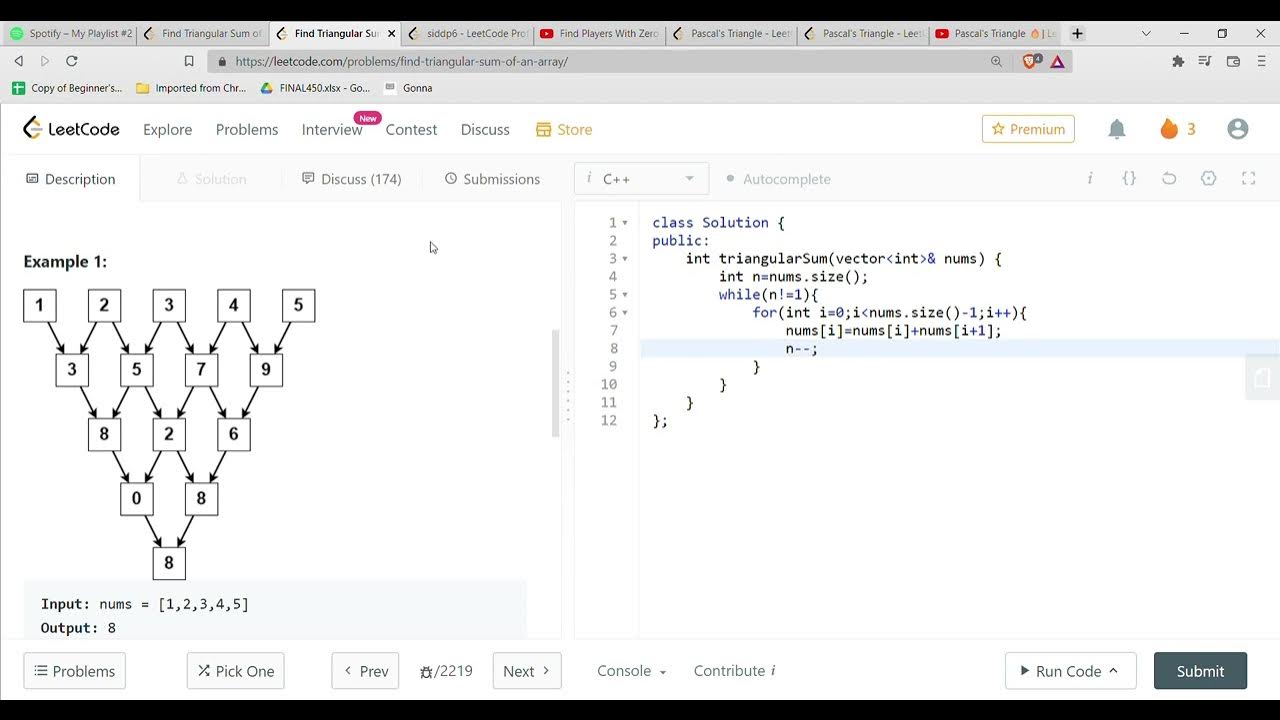 Find Triangular Sum of an Array LeetCode Biweekly Contest 2221 - YouTube