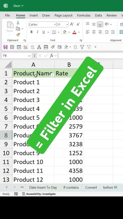 Equal 👉👉= Filter In Excel #excel #excelformula #exceltips #shorts #short #sorts #video - YouTube