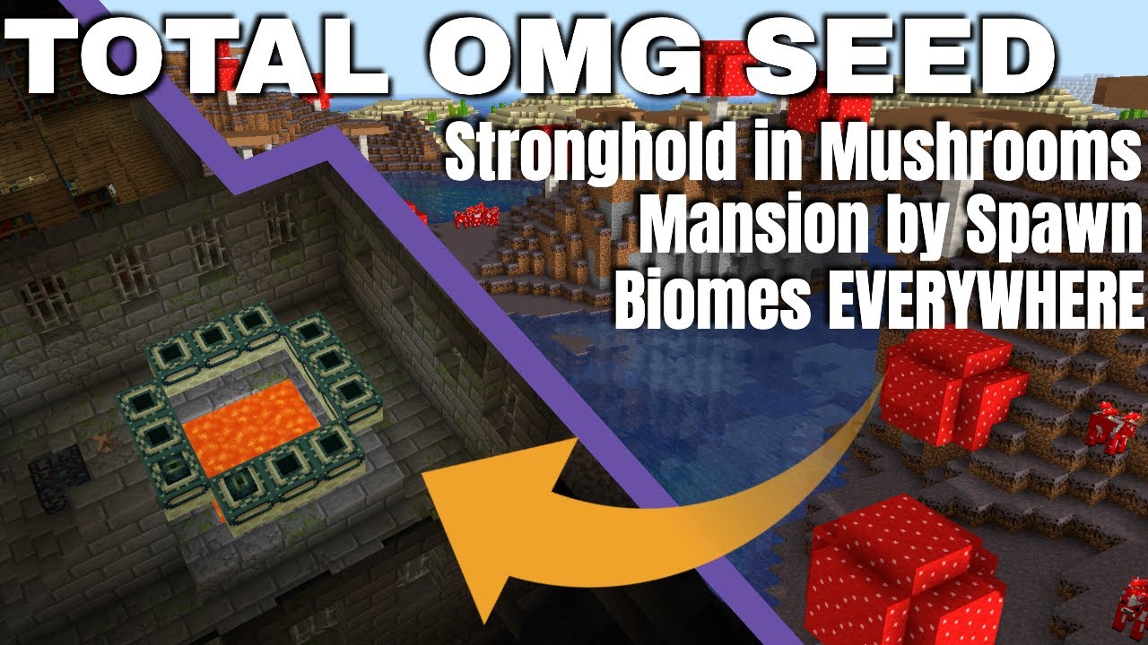 Best Minecraft Seeds | EVERYTHING by spawn - Stronghold on a Mushroom ...