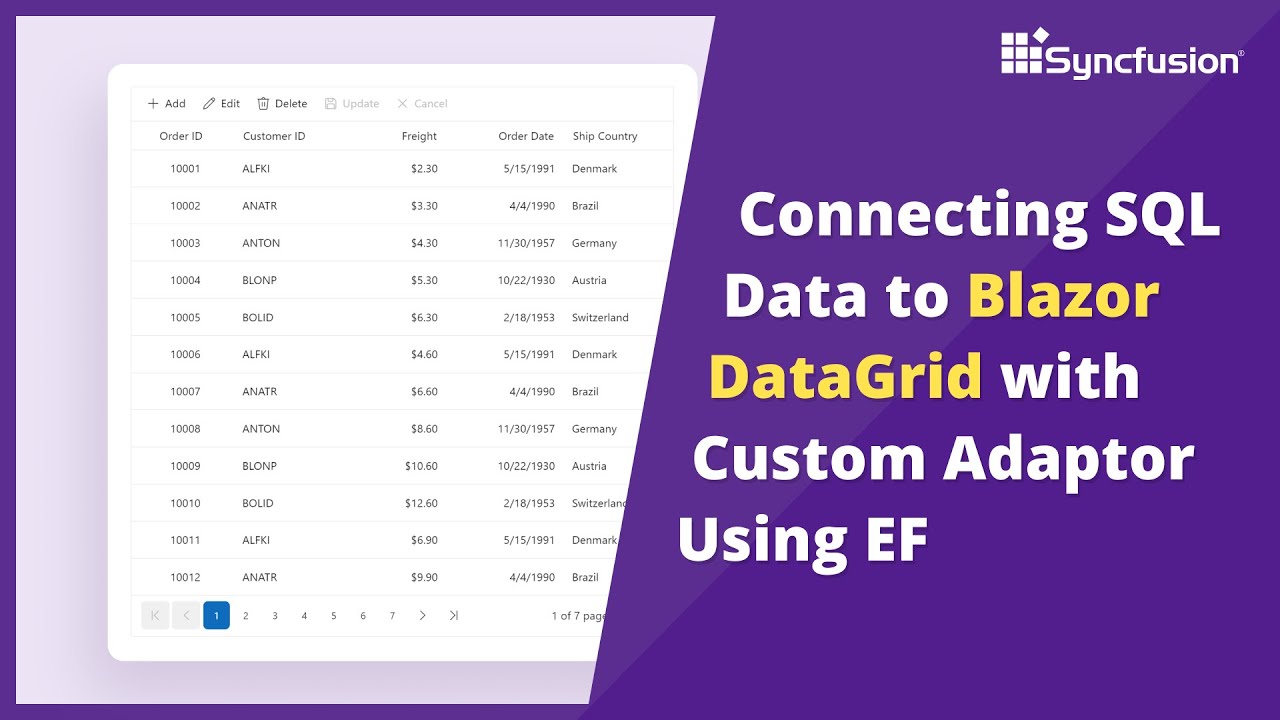 Connecting Sql Data To Blazor Datagrid With Custom Adaptor Using Ef Youtube