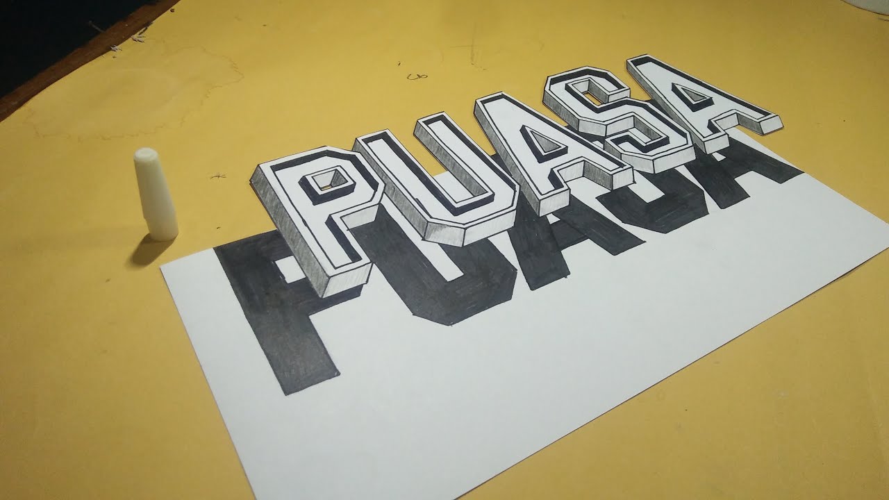 Membuat Tulisan 3D di Kertas || Lettering Edisi Ramadhan 3 Dimensi ...