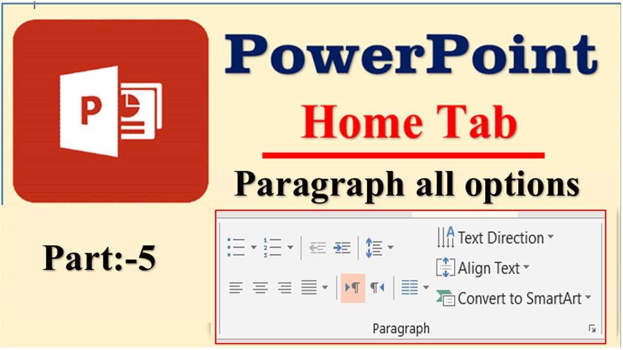 ms powerpoint home tab paragraph group | how to use powerpoint home ...