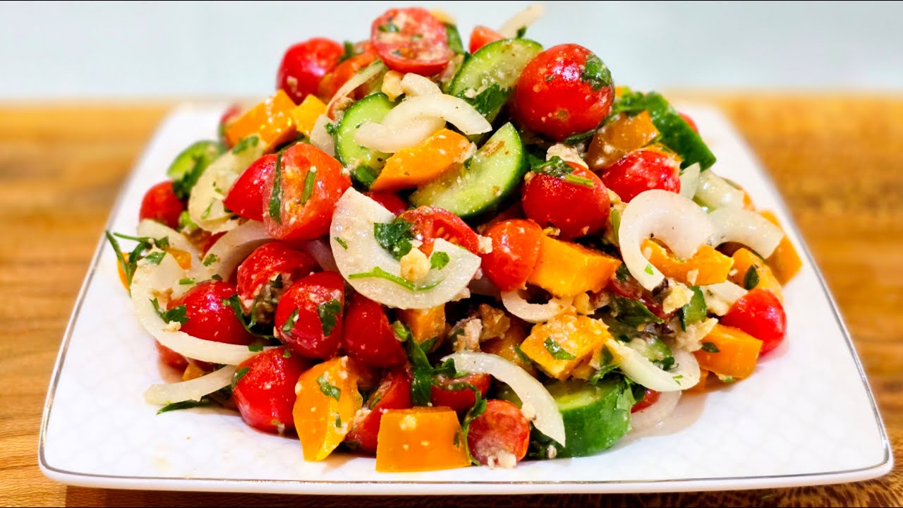 Light spring salad with very delicious nut dressing! 🥗😋| lose weight ...