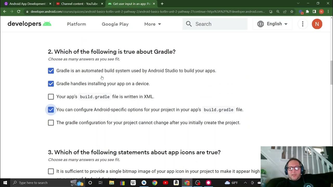 unit 2 pathway 2 quiz android basics in kotlin - YouTube