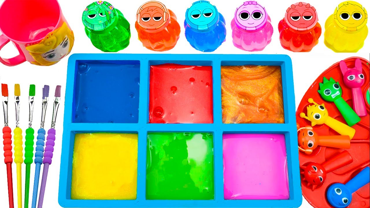 Satisfying Video DIY How To Make Rainbow Finger Sprunki Glitter Slime ...