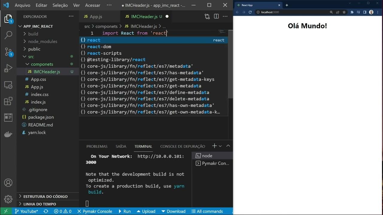 Criando um componente funcional no ReactJS usando propriedades e JSX - YouTube