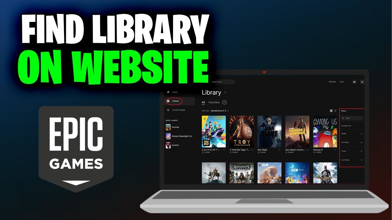 How to See Game Library on Epic Games Website - 2024 - YouTube