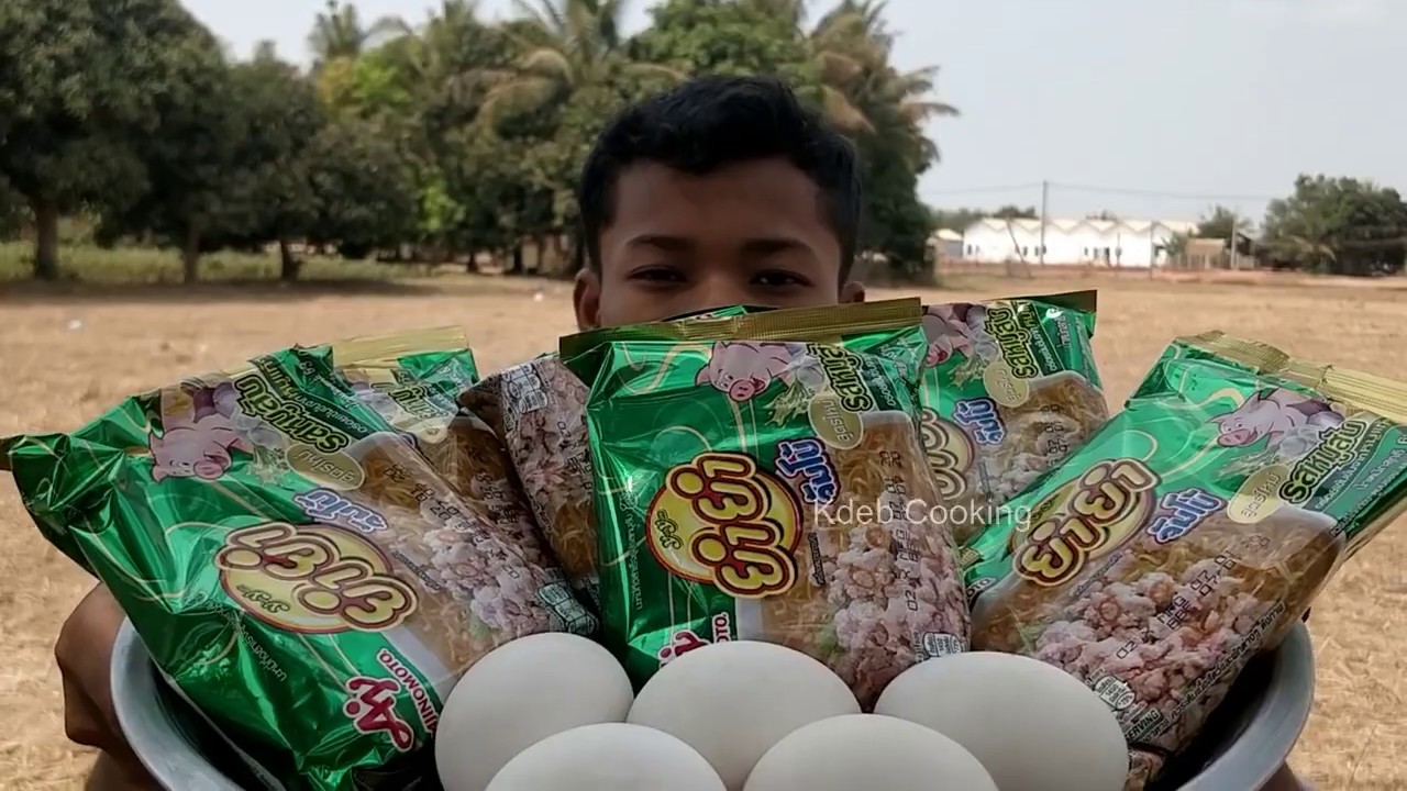 Tasty Yellow Noodle Fried Eggs Recipe Kdeb Cooking - YouTube