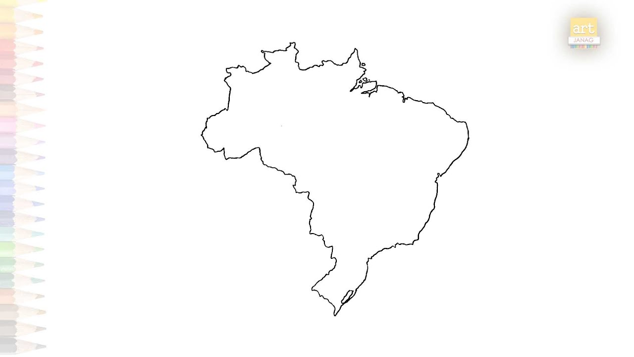 Brazil map drawings | Outline drawings | How to draw Brazil map step by ...