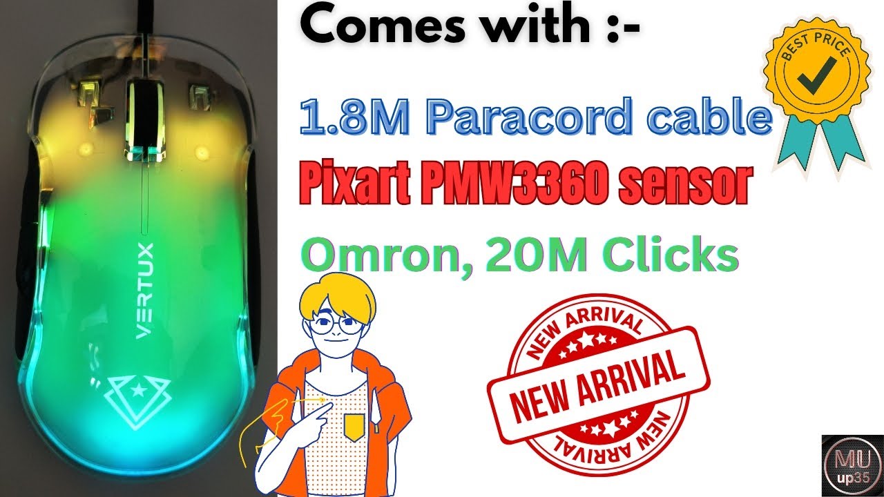 Vertux Phoenix Gaming Mouse, Comes with pixart PMW3360 optical sensor ...