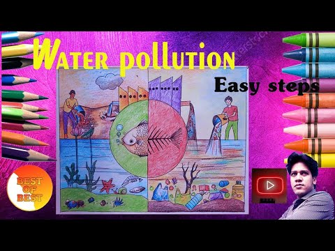 Water pollution drawing || How to draw environment pollution scenery ...