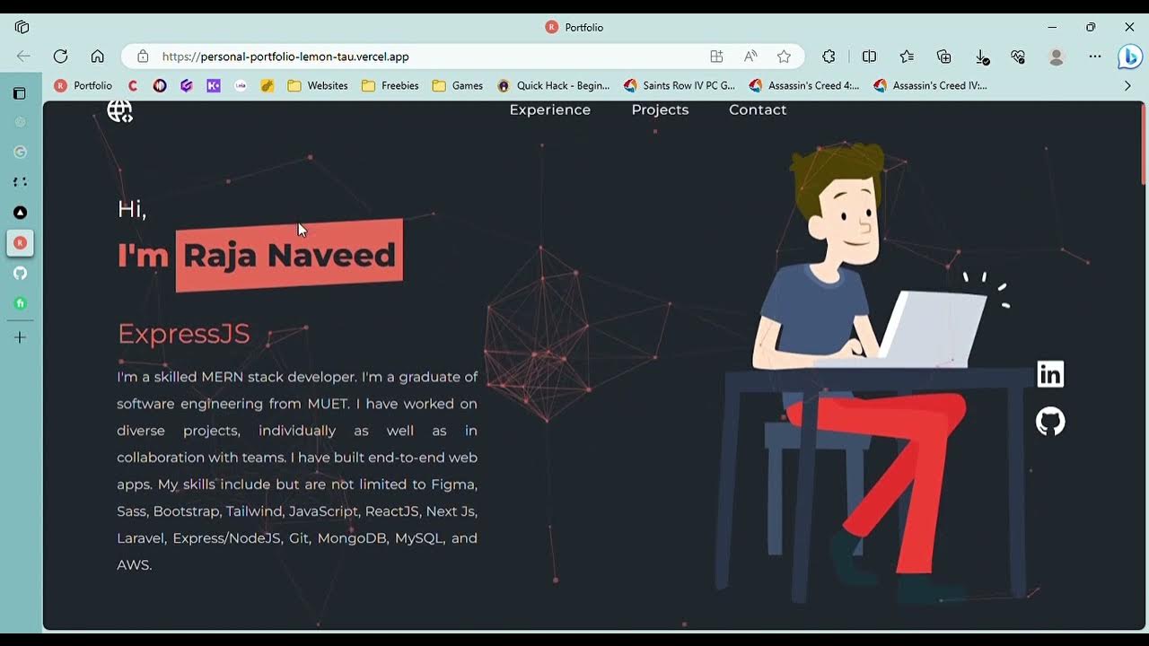 Portfolio using Particles Js || React Js || Tailwind css - YouTube