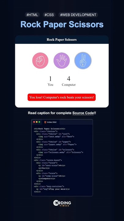 Rock Paper Scissors Game with CSS & JS #css #webdesign #coding #programming #shorts - YouTube