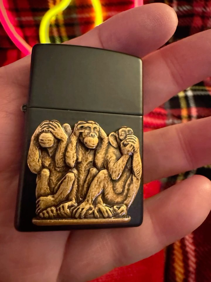 2021 Zippo Lighter Three Monkeys Black Matte - YouTube