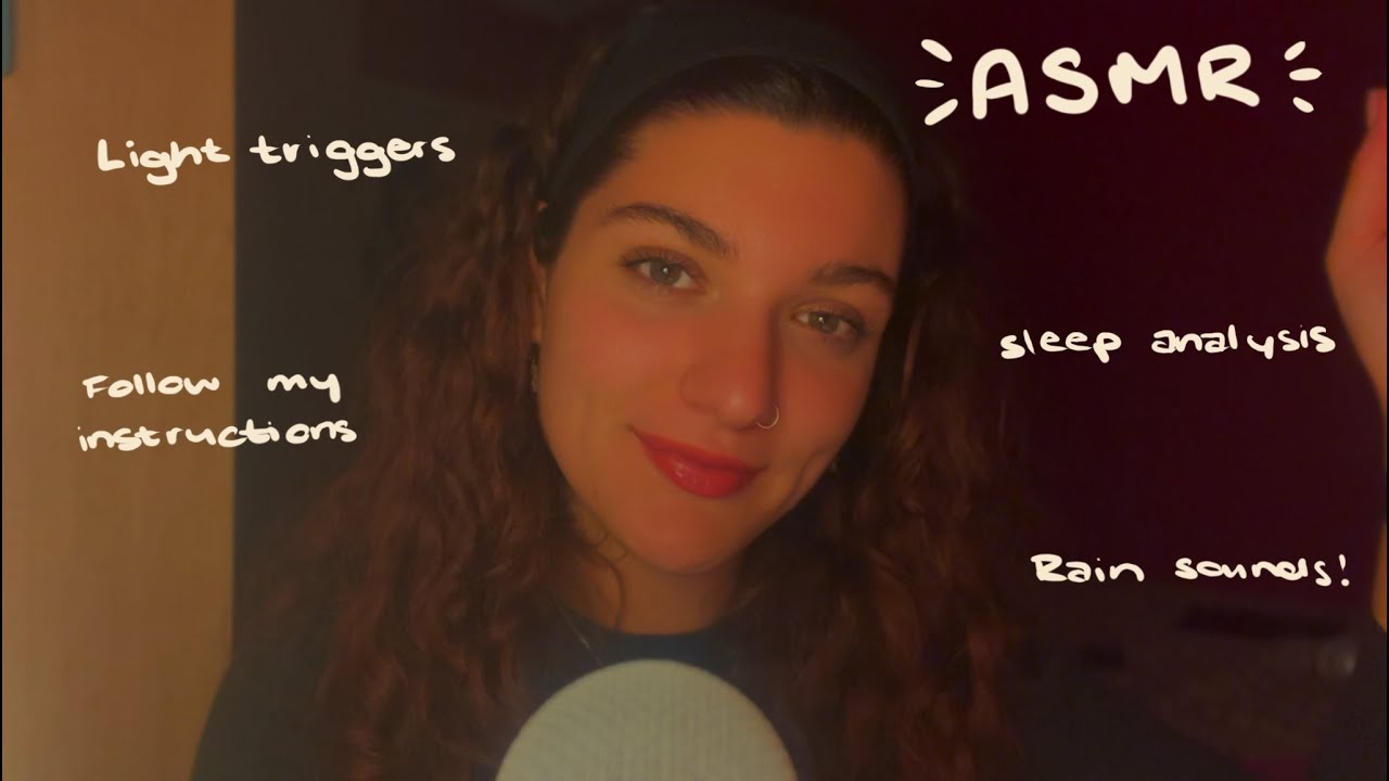 ASMR light trigger sleep analysis ☆ close eyes, follow my instructions, unintelligible whisper ...