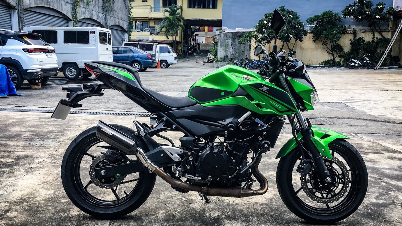Slip-on exhaust system on a Kawasaki Z400 - YouTube