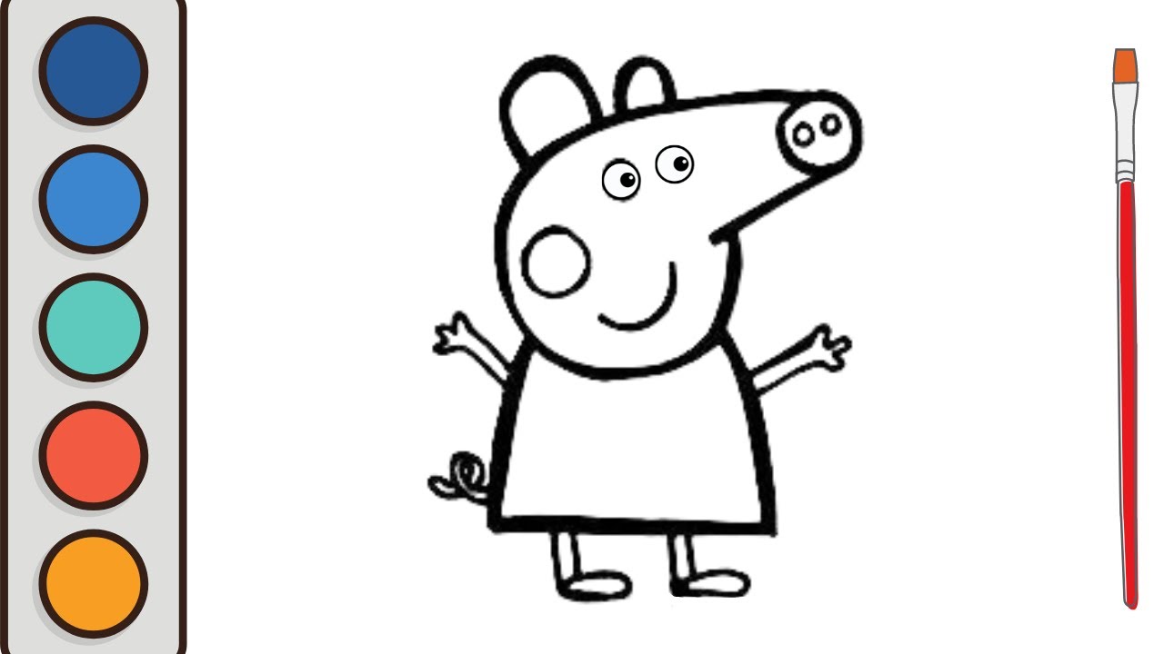 Peppa Pig drawing, painting and coloring for kids and toddlers | Kids ...