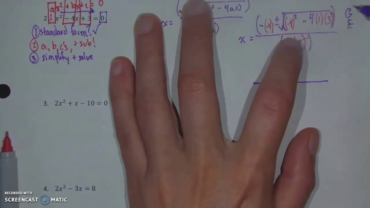 Example 2 Quadratic Formula - YouTube