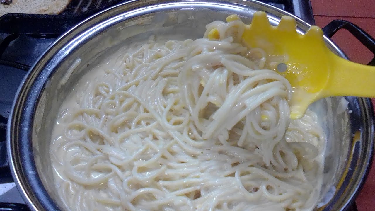SPAGHETTI BLANCO sin licuadora, solo 4 ingredientes,súper cremoso y el ...