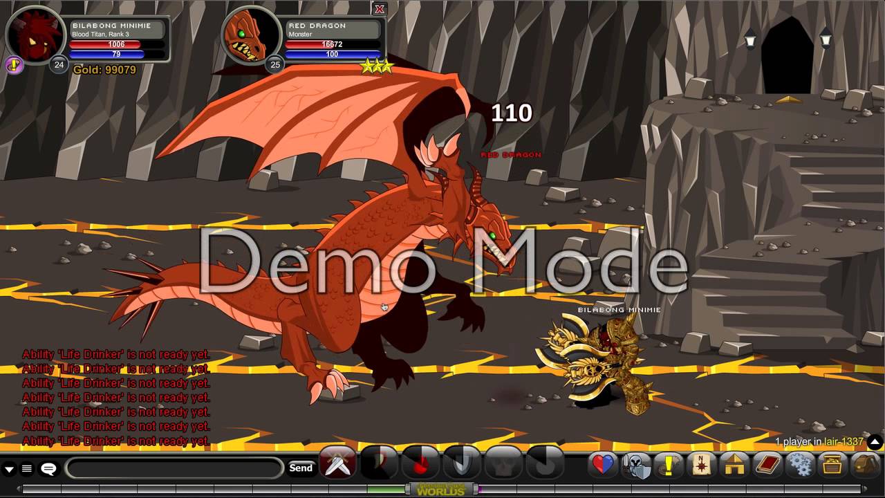 =AQW= Soloing Red Dragon (Level 24 Blood Titan) - YouTube