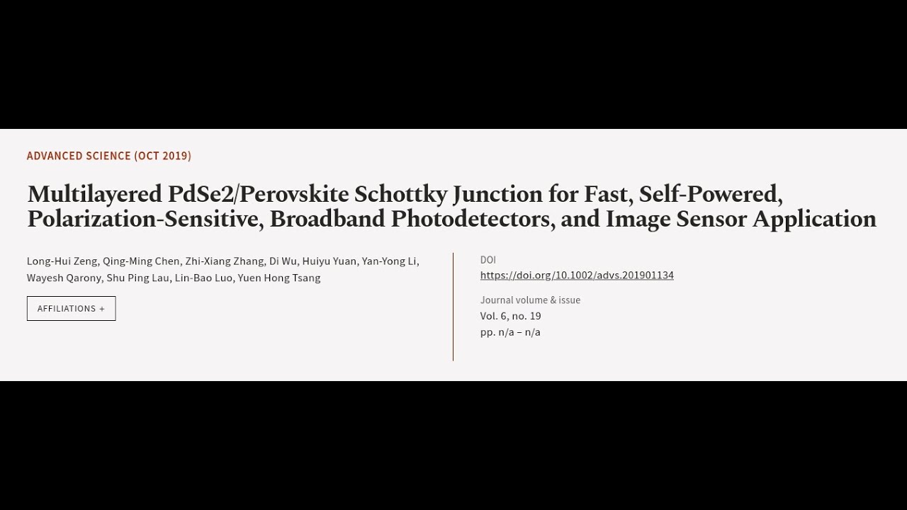 Multilayered PdSe2/Perovskite Schottky Junction for Fast, Self‐Powered ...