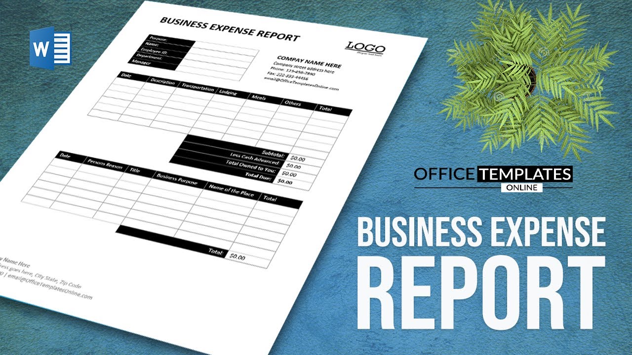 Business Expense Report Format in Microsoft Word - One-page Short ...