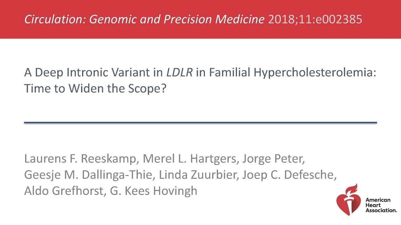 Reeskamp et al; Deep Intronic Variant in LDLR in FH - YouTube