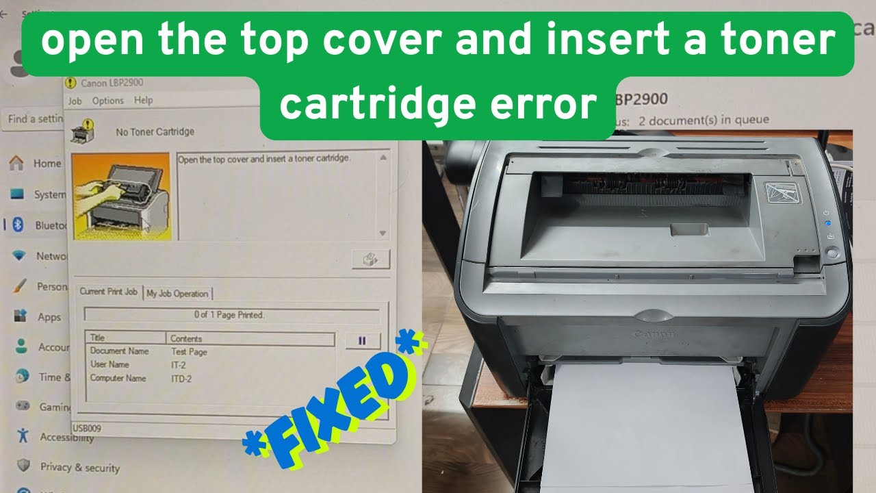 open the top cover and insert a toner cartridge error | Printer ...