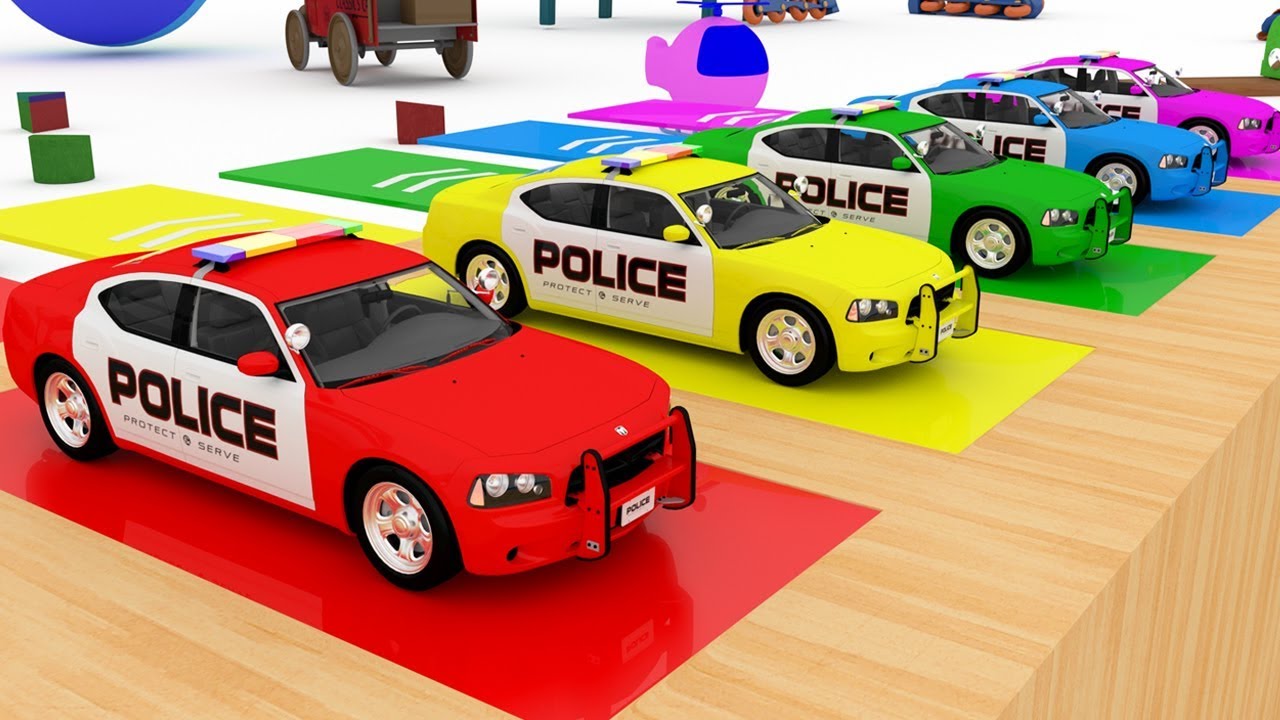 Learn Colors with Police Cars Dipped Into Colors | Learn Colors for ...