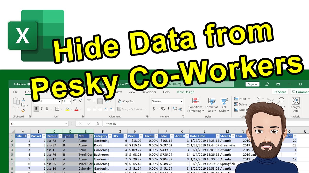 3 Tips to Hide Excel Data from Nosy Co-Workers (The Nice Way) - YouTube