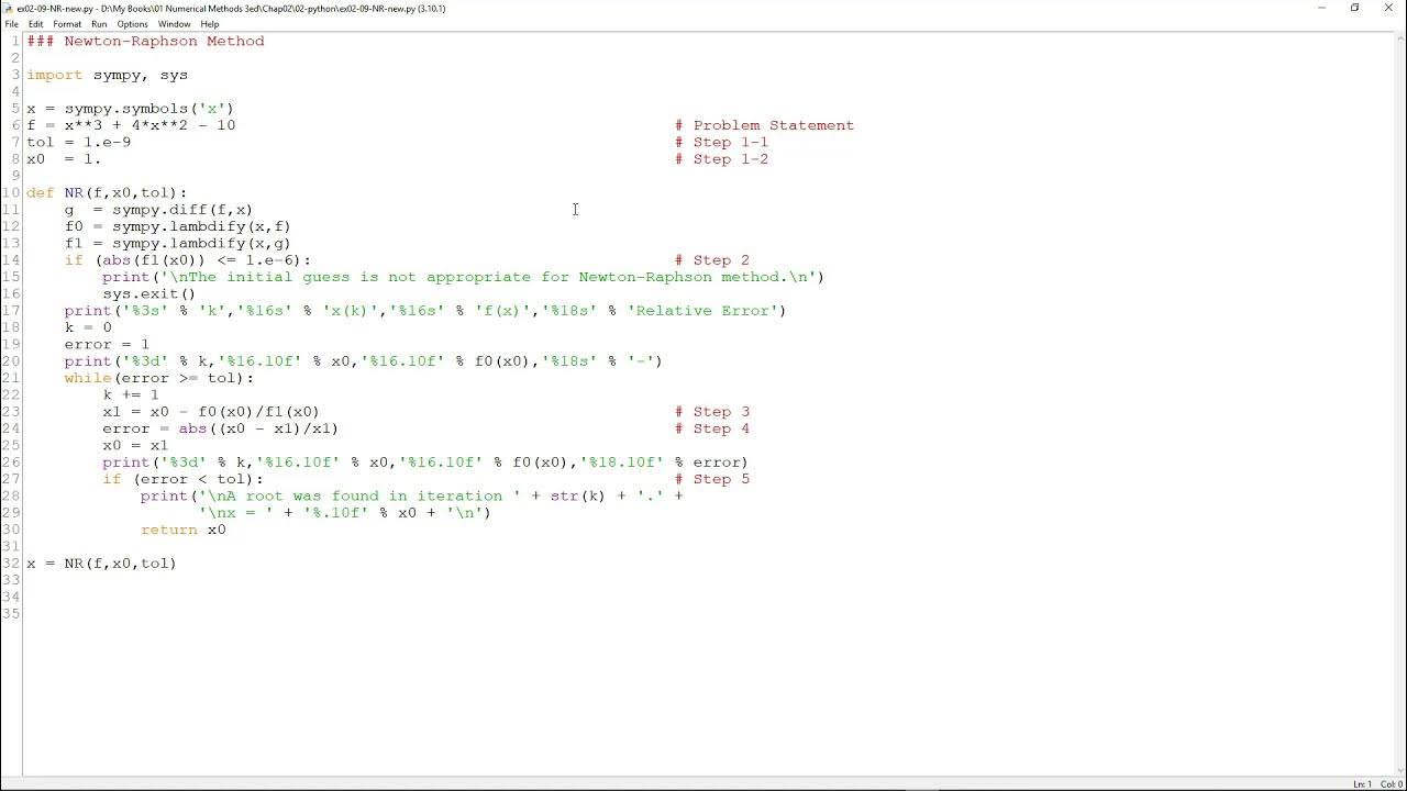 Numerical Methods 2022: 02-08 Python for Newton-Raphson Method and Secant Method - YouTube