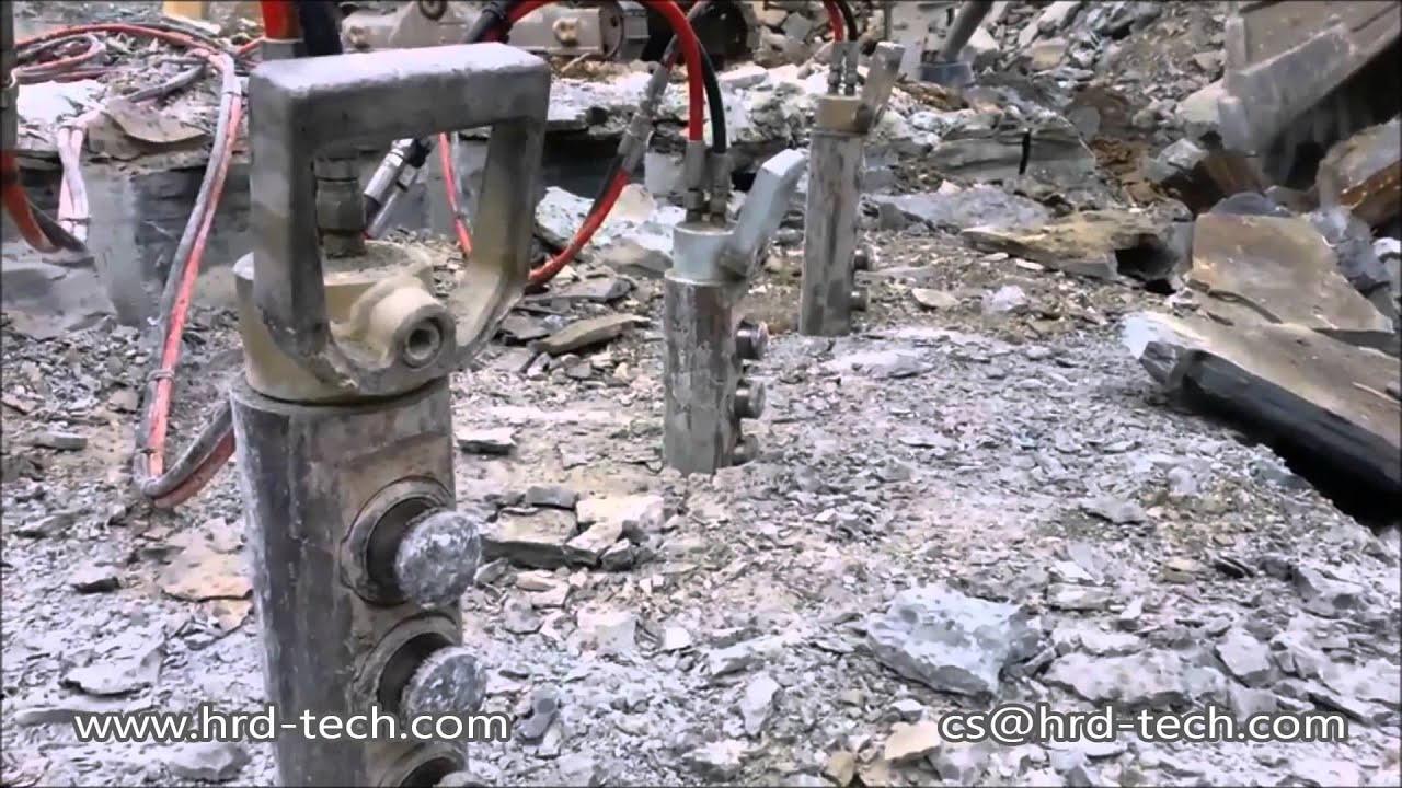 Rock splitting in construction field 2015 - YouTube