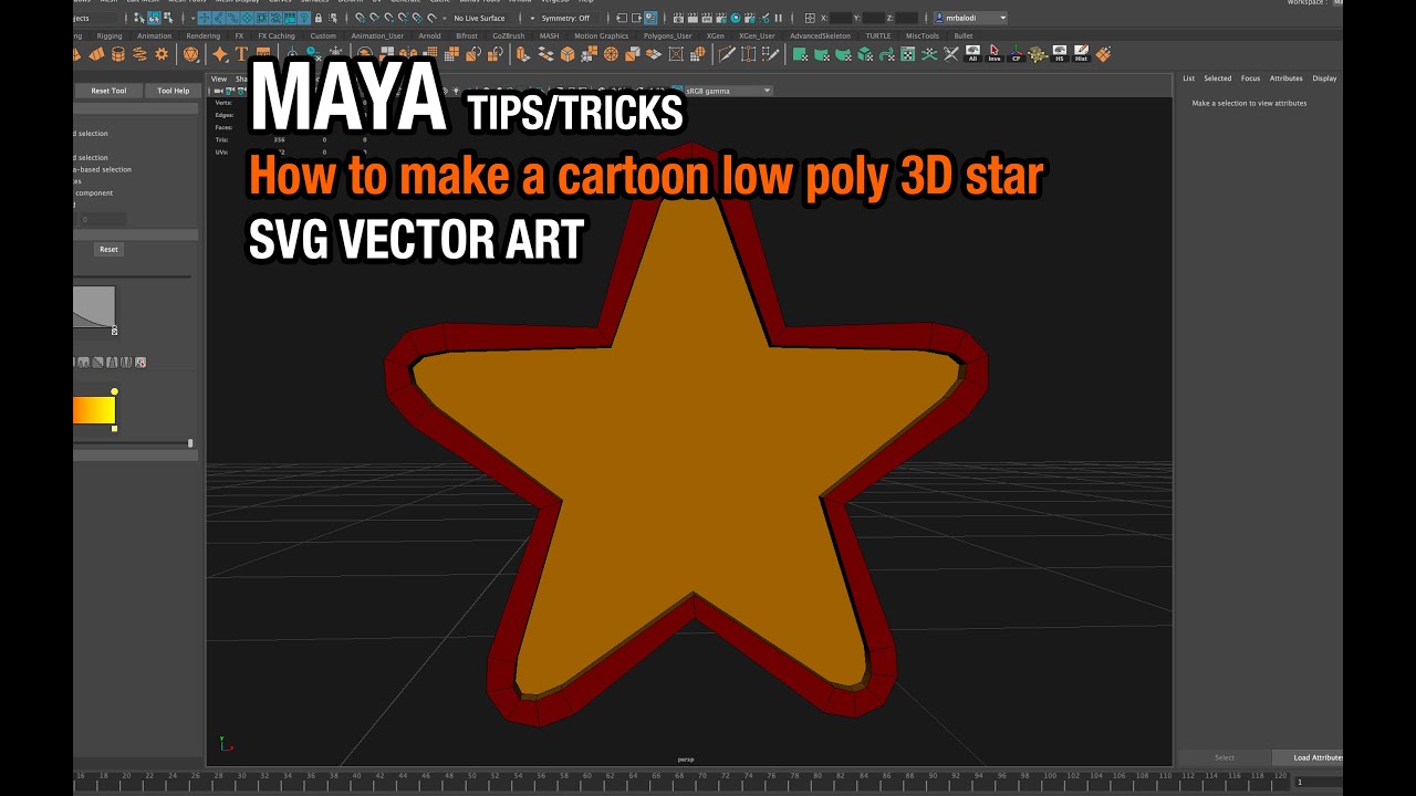 MAYA SVG(Vector Art): How to create a Cartoon Star - Low Poly - YouTube