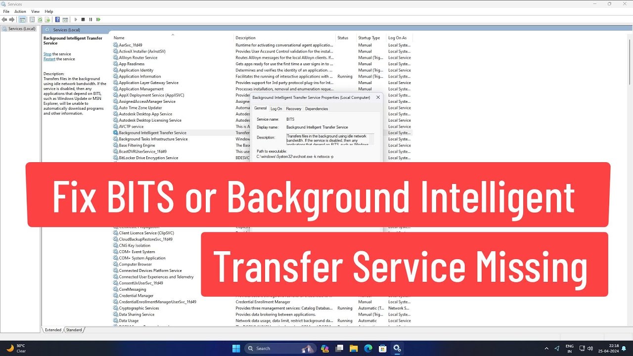 Fix BITS or Background Intelligent Transfer Service Missing Repair And ...