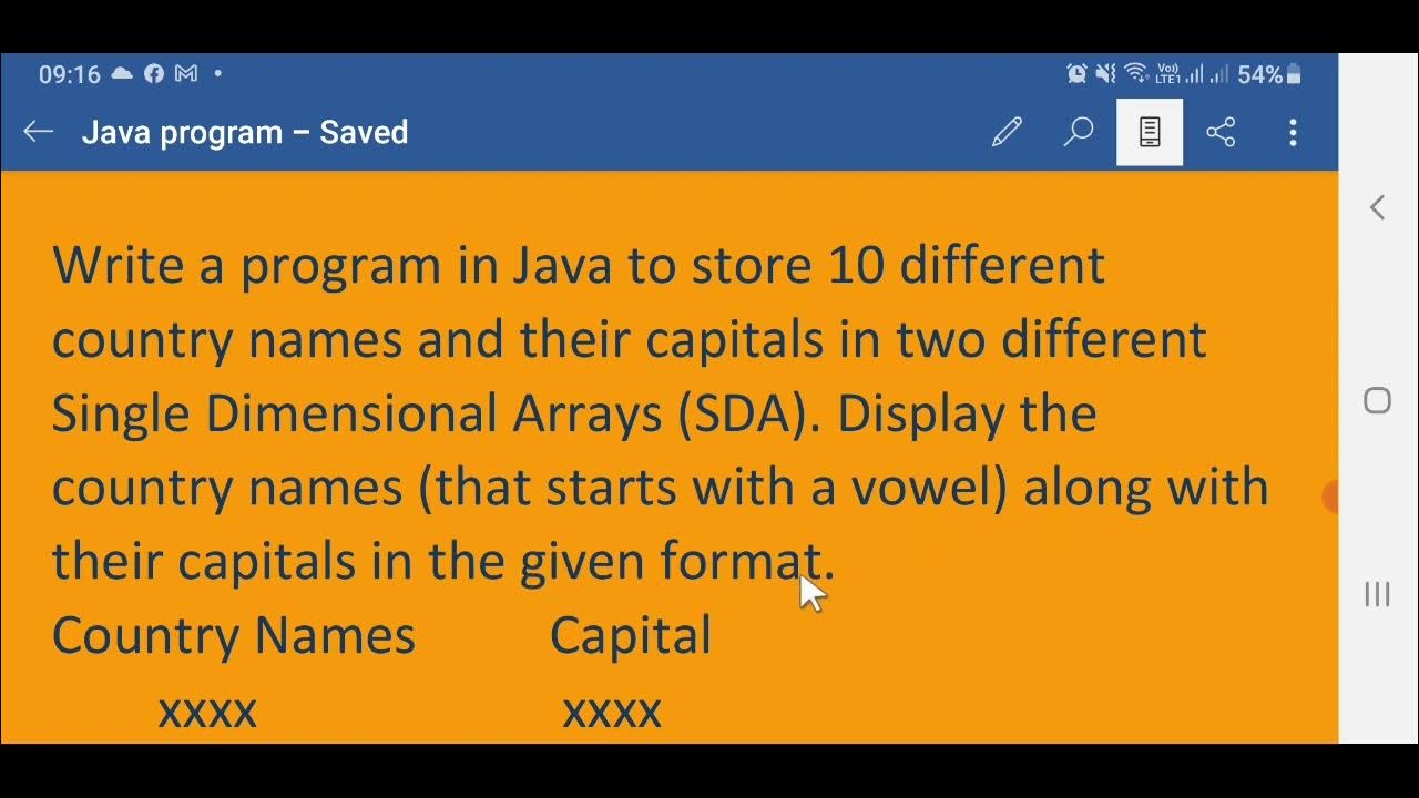 country name begin with vowel | string program | java array and string - YouTube