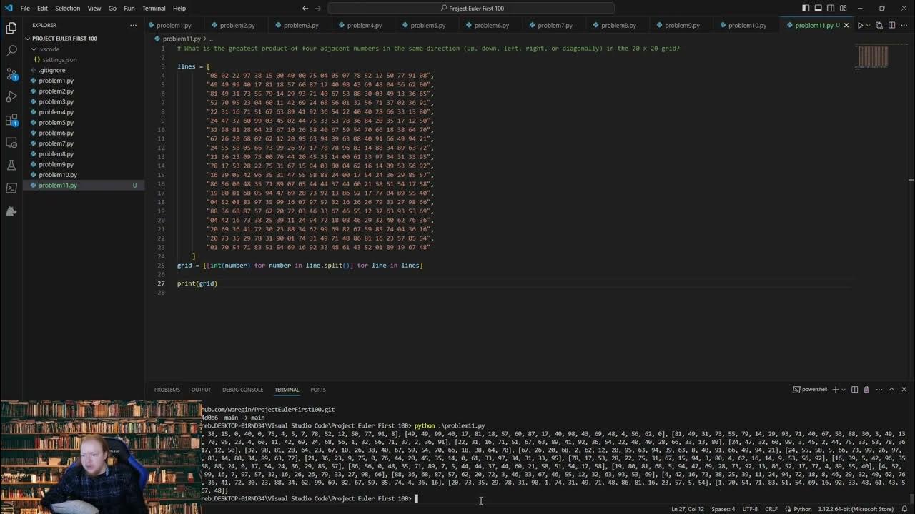 Project Euler Problem 11: Largest Product in a Grid - YouTube