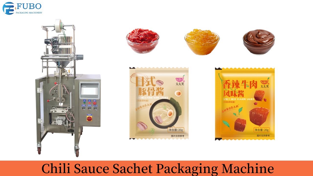 chili sauce sachet packaging machine (3 side seal pouch) - YouTube