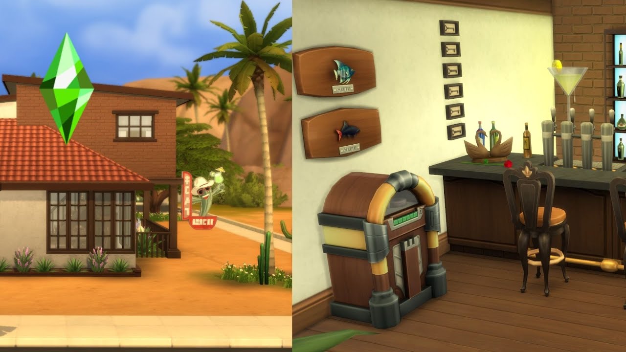 Oasis Springs Base Game Bar || The Sims 4 || Speed Build - YouTube