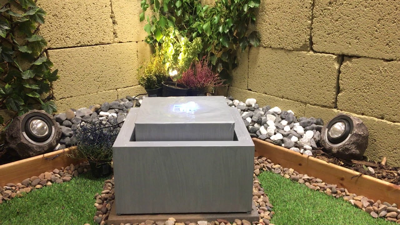 TR120016 Zinc Cube Contemporary Water Feature - YouTube