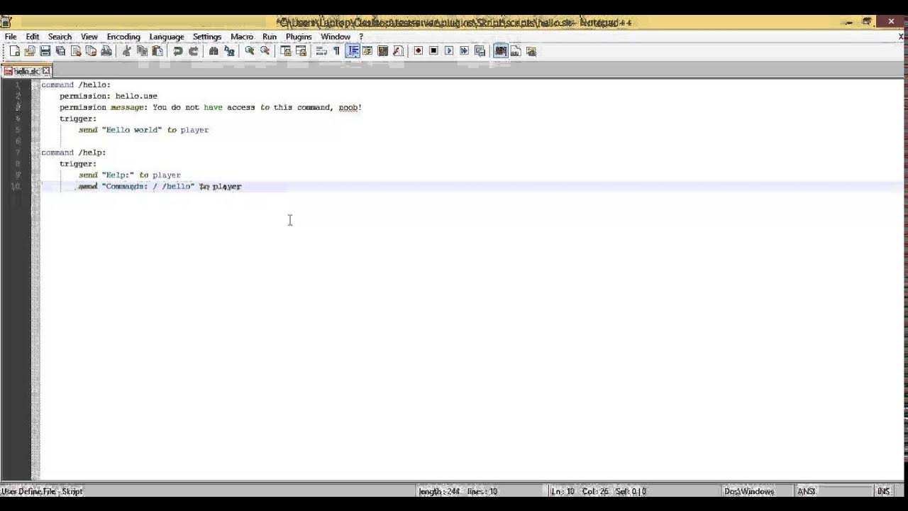 Skript tutorial 1: Introduction to Skript & Hello world - YouTube