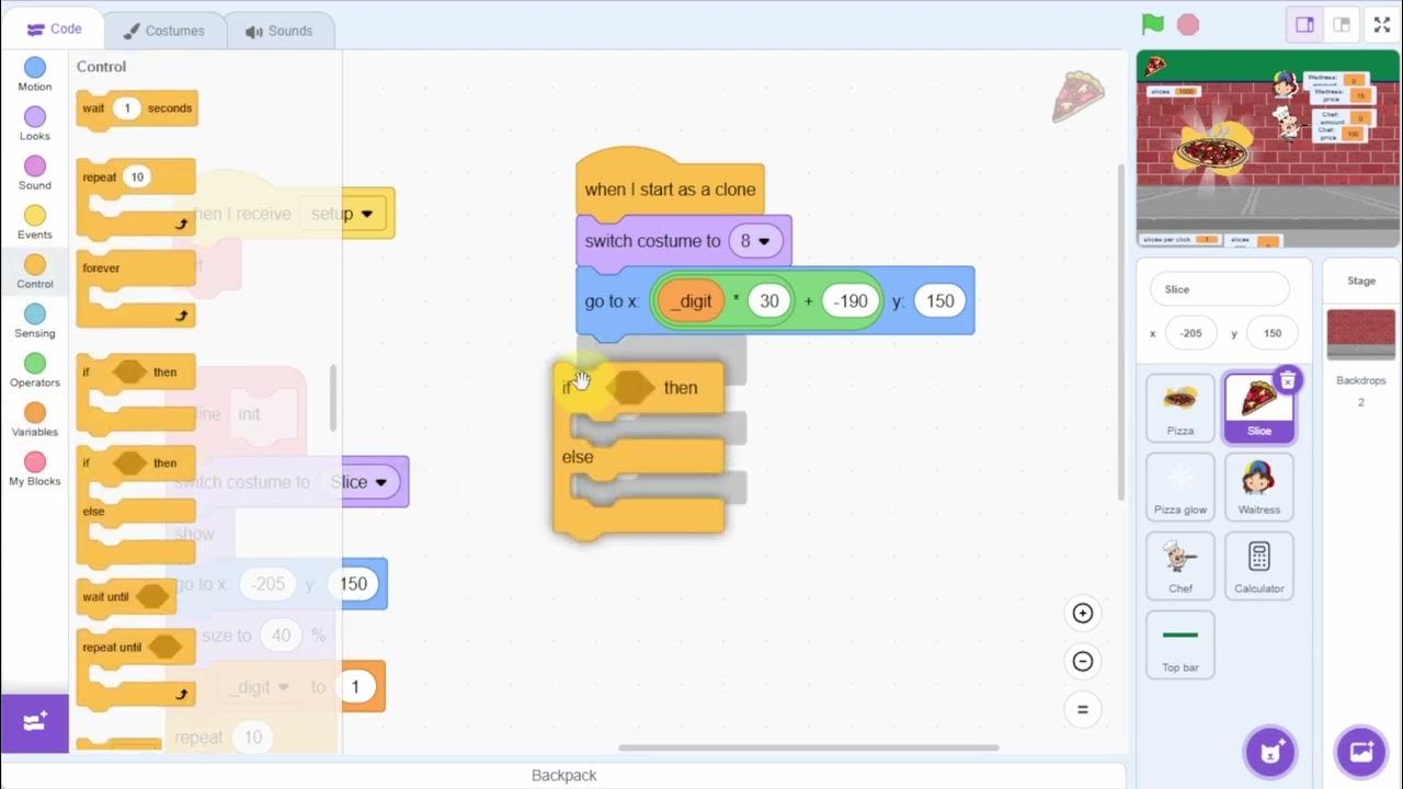 Pizza Clicker - lesson 4 recap (Intermediate Scratch) - YouTube