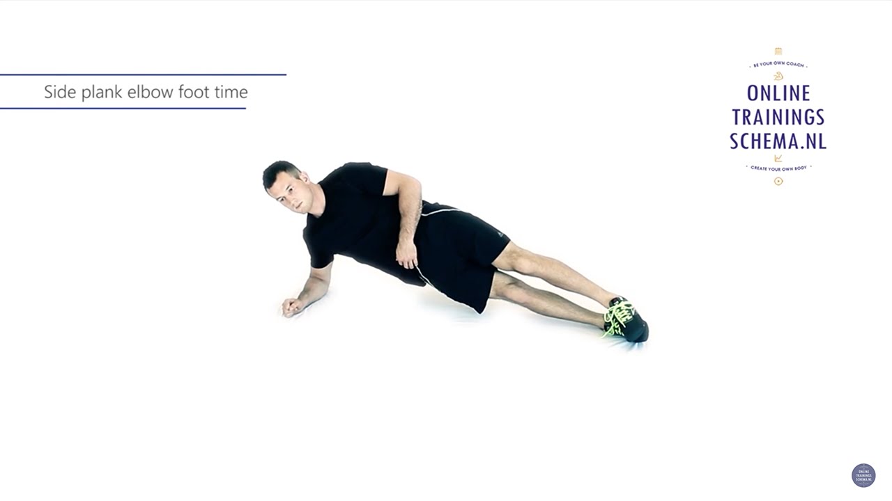 Side plank elbow foot time - Buikspieroefening - Onlinetrainingsschema ...