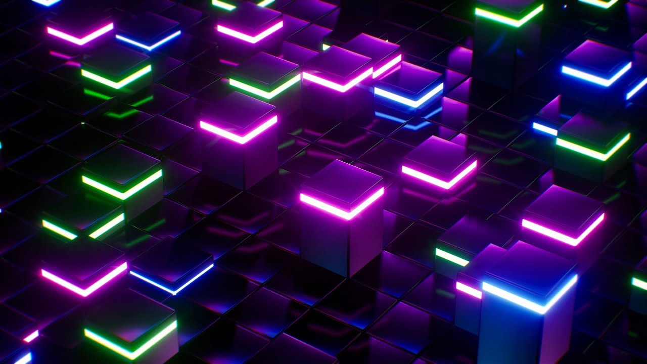 Glowing Neon Light Square Sticks Screen Saver Background on a Seamless ...