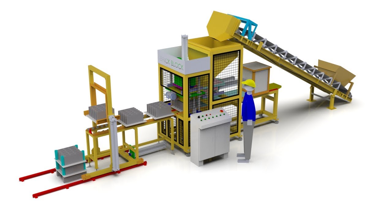 3D model drawing of full automatic brick making machinery and ...