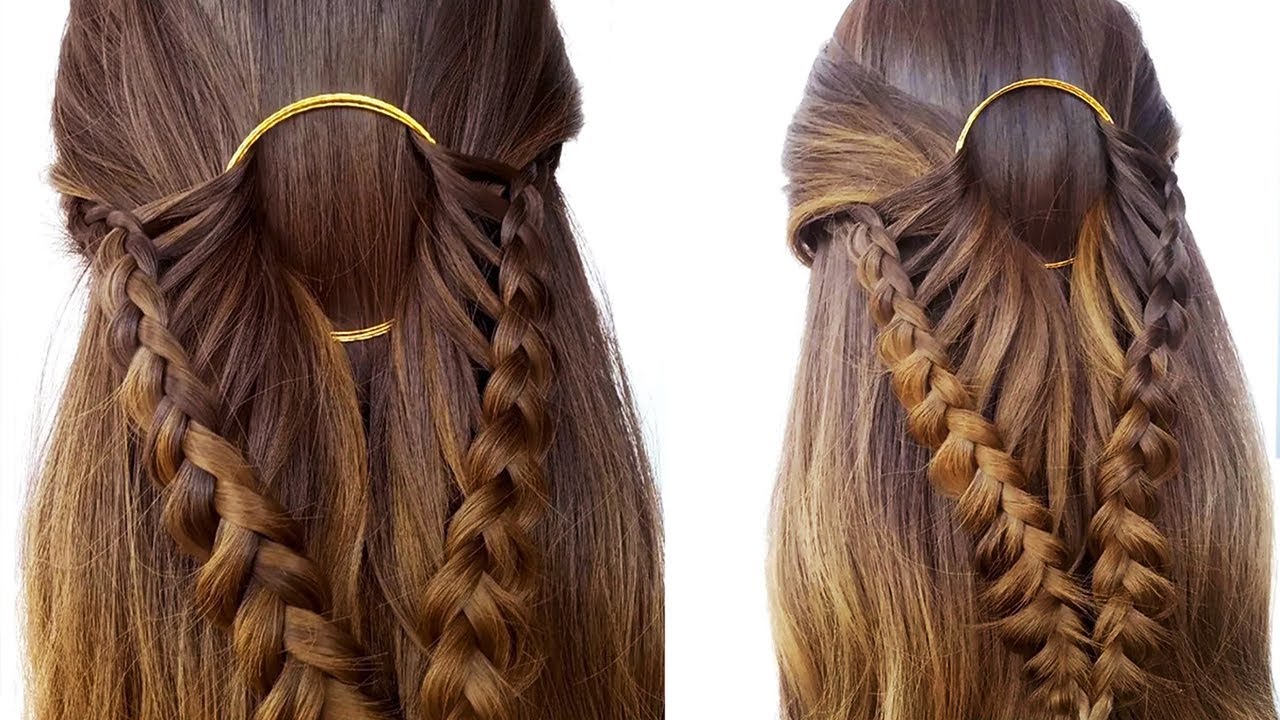 Half Up hairstyle with accessories ️ Easy Braided Hairstyle for girls ️ ...