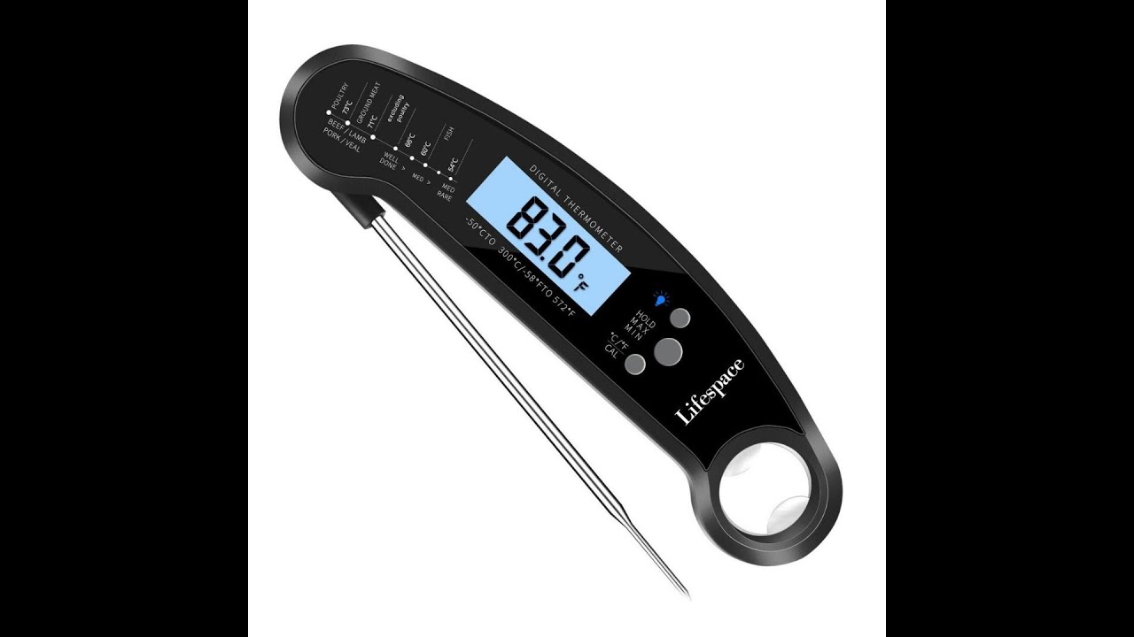 Lifespace Premium Instant-Read Digital Folding Probe Thermometer - YouTube