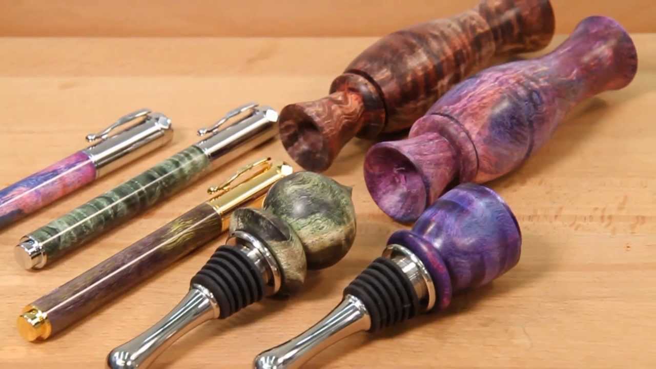Double Dyed Figured Poplar (Woodturning Blanks) - YouTube