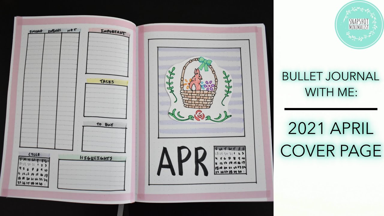 2021 BULLET JOURNAL WITH ME: EASTER THEMED APRIL COVER PAGE // SNAPSHOT ...