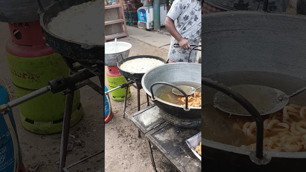 Bangladeshi village market Street side food Gilapi Sweet making. # ...
