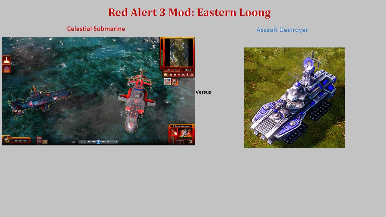 Red Alert 3 Mod-Eastern Loong: Celestial Submarine vs Assault Destroyer ...